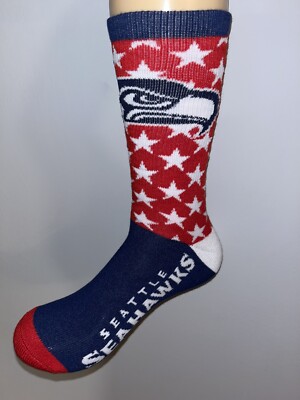 SEATTLE SEAHAWKS NFL FOOTBALL LOGO MENS USA STARS STRIPES CREW SOCKS ...