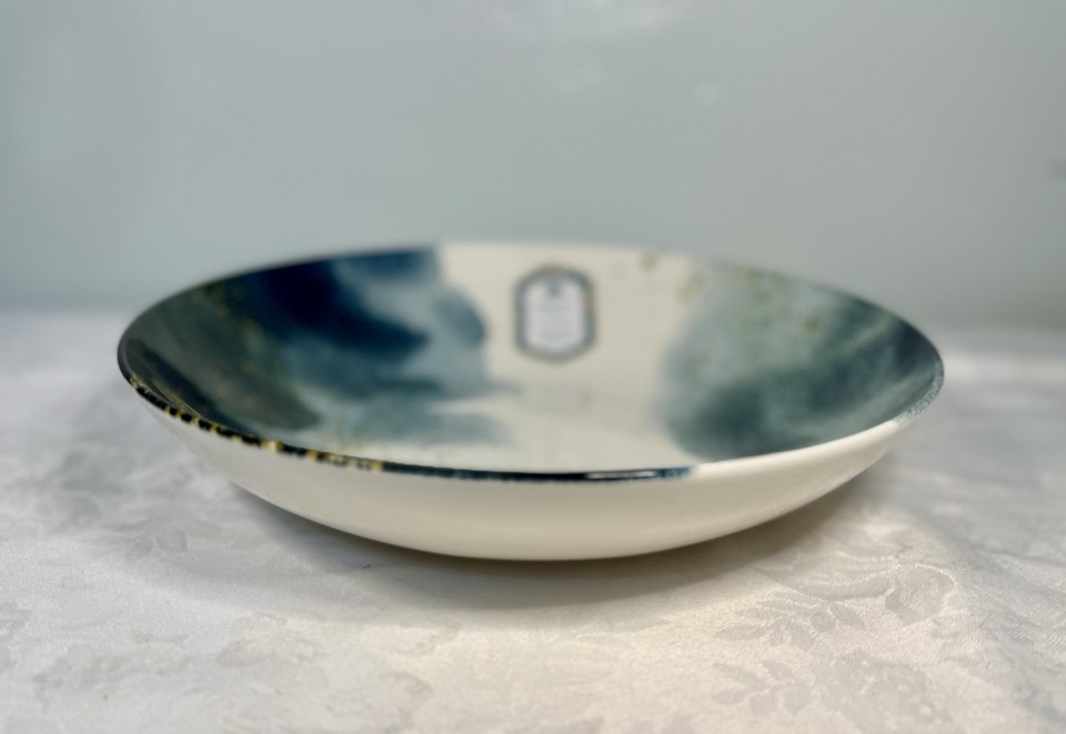 Intesa Home Pasta/Salad Bowls 9 3/8” Blue, Green & Gold Marble Design ...