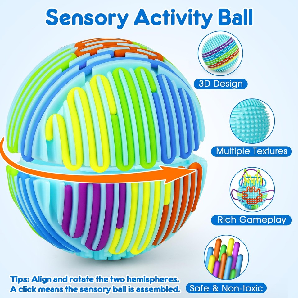 Sensory Fidget Toys for Kids Adults, Sensory Activity Ball with 20 ...