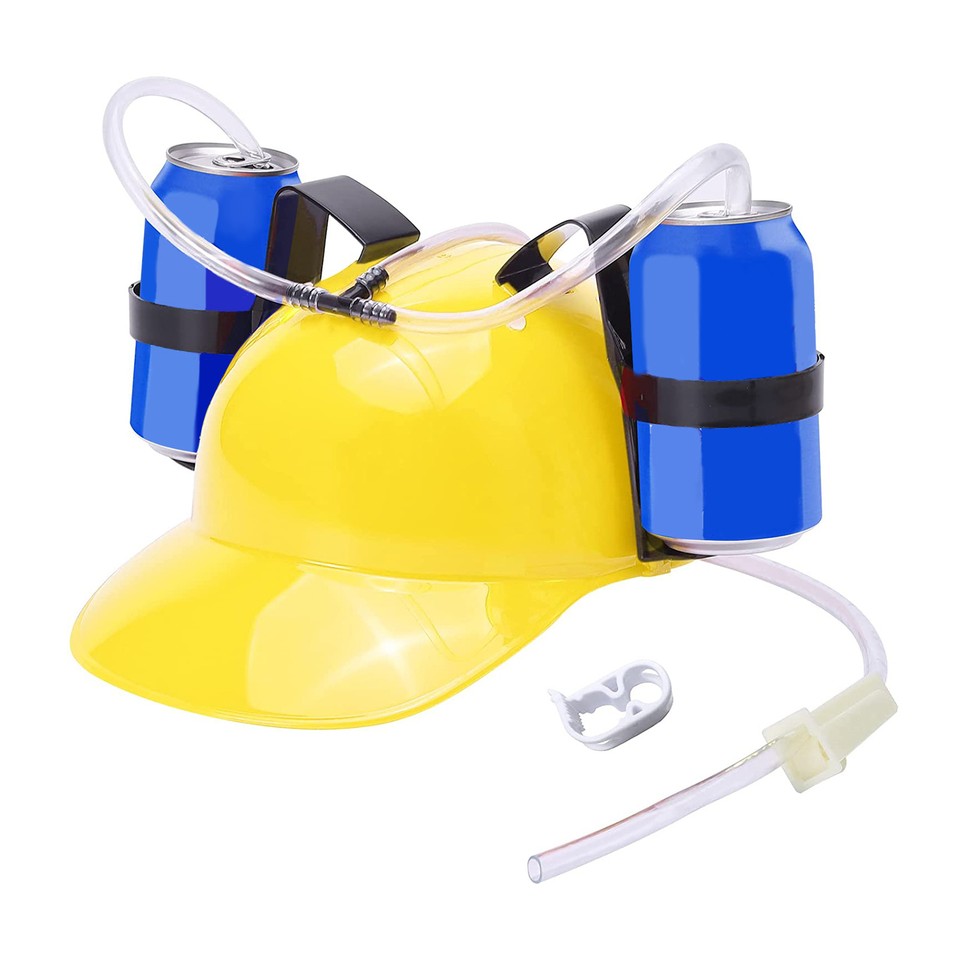 Funny Drinking Helmet Beer Can Hat With Straw Guzzler Drink Holder Cola ...