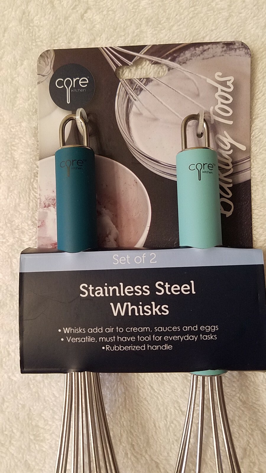 Core Kitchen Stainless Steel Whisk Set 12" & 9" Balloon Type Teal ...