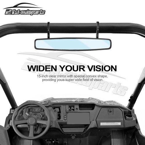 15" Wide Rear View Race Mirror Convex Mirror w/ 1.75" Clamp UTV for ...