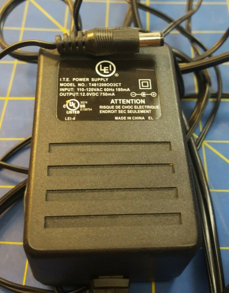 Genuine LEI T481208OO3CT Class 2 Output 12V 750mA Power Supply Adapter ...