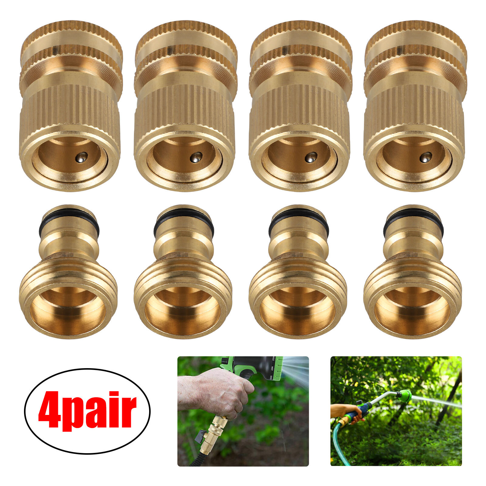 3/4" Garden Hose Quick Connector Water Solid Brass Female Male Connect ...
