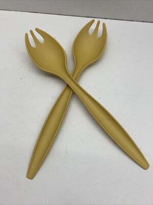 Vintage Tupperware HARVEST GOLD Salad Forks Sporks Spaghetti Pasta ...
