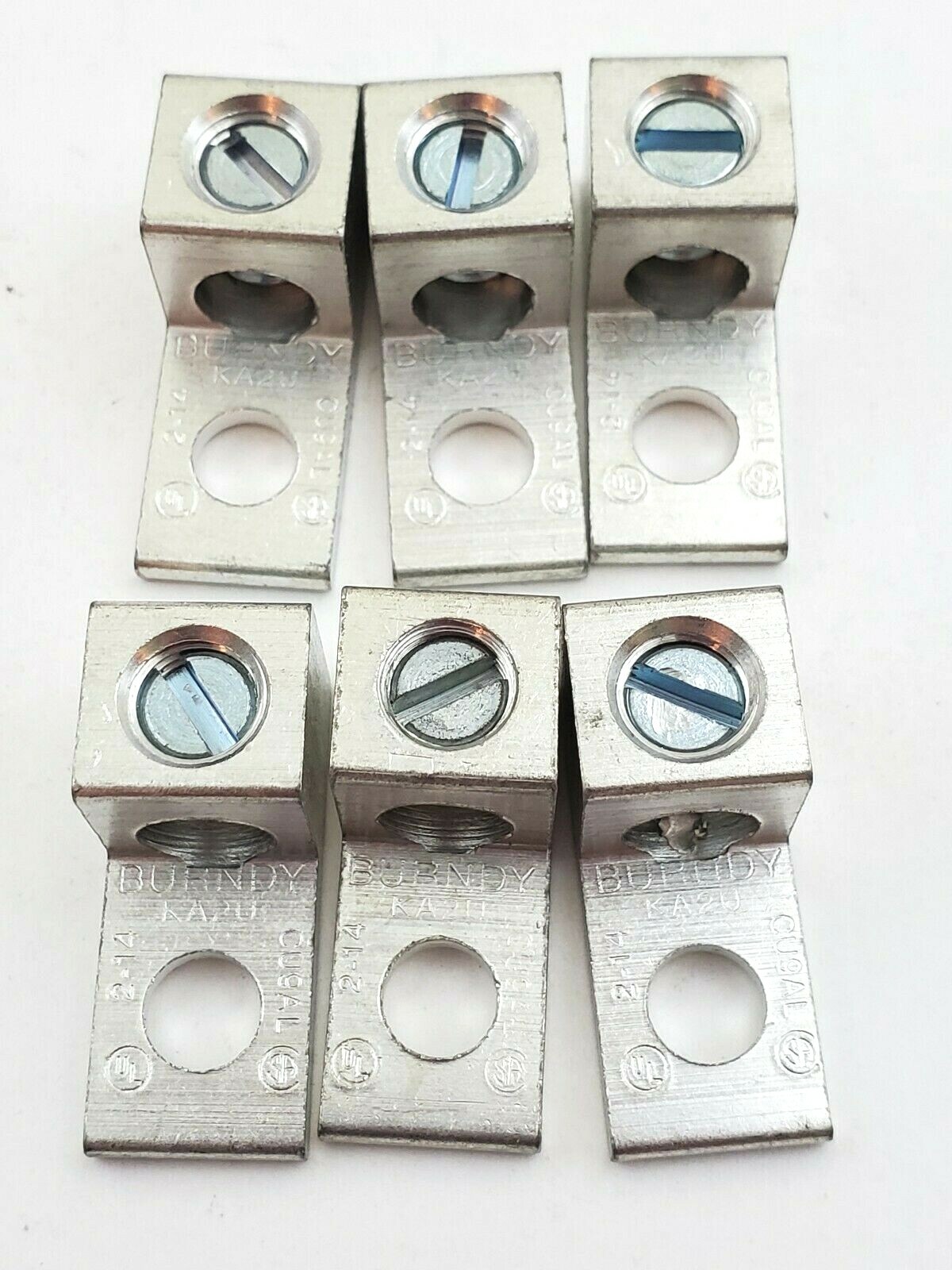 Lot of 6 Burndy KA2U Dual Rated Aluminum Mechanical One Hole Lugs #2 ...