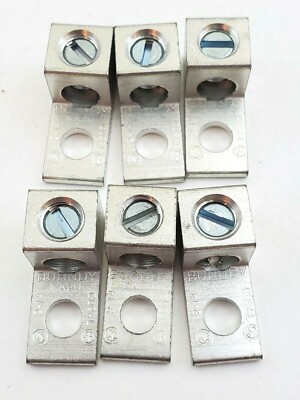 Lot of 6 Burndy KA2U Dual Rated Aluminum Mechanical One Hole Lugs #2 ...