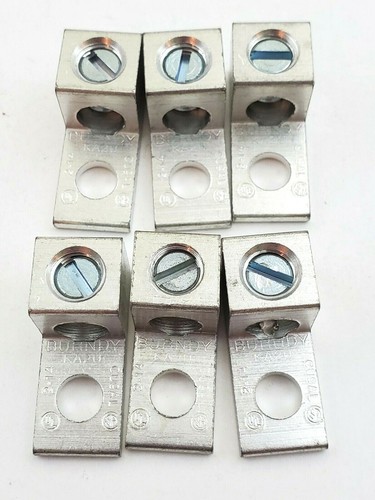 Lot of 6 Burndy KA2U Dual Rated Aluminum Mechanical One Hole Lugs #2 ...