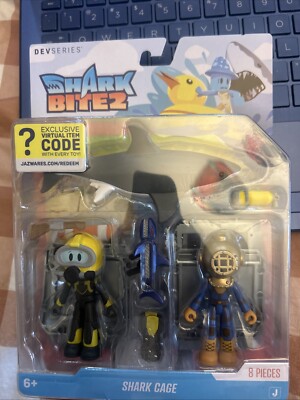 Roblox DevSeries Shark Bite 2 Cage Figure Set w/ Exclusive Virtual Item ...