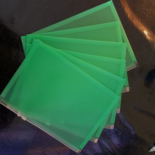 A5 GREEN ZIP LOCK PLASTIC WATERPROOF FOLDERS DOCUMENT TRAVELLING OFFICE ...