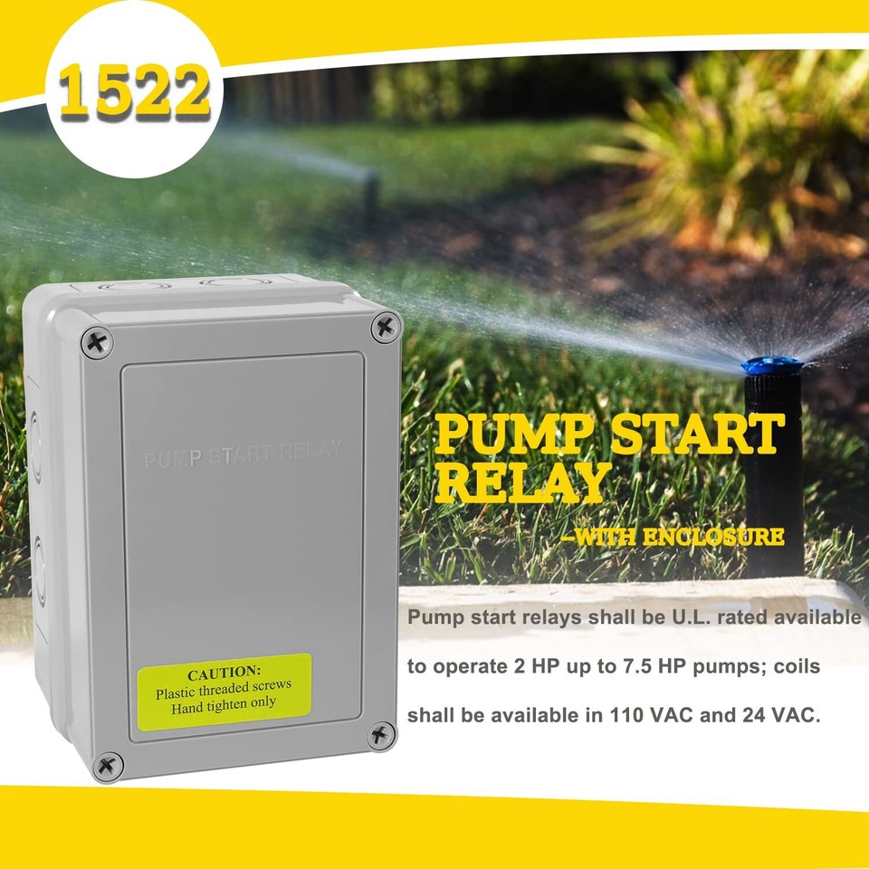Pump Start Relay w/Enclosure 3 HP/110V/220V 24V Coil for Irrigation ...