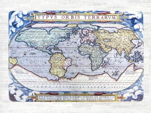 Typvs orbis terrarvm 1570 map of the world metal sign wall art ideas | eBay