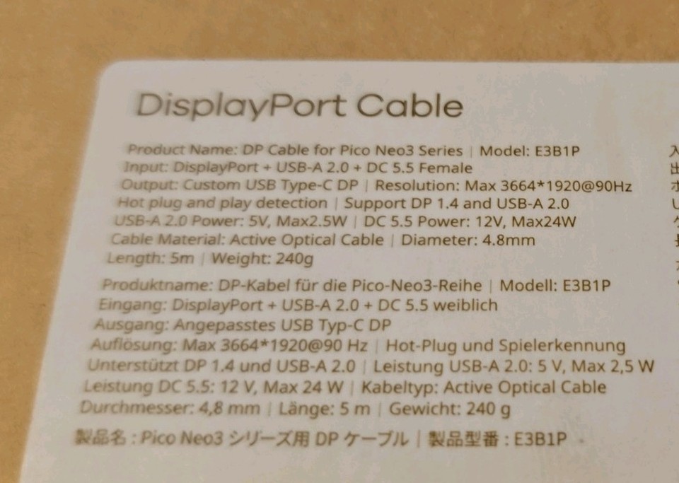 Pico Neo 3 Pro Model: A7H10 VR Headset (NEW) with DisplayPort Cable ...