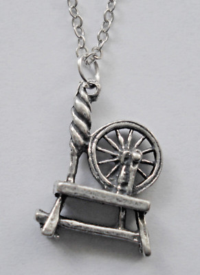 Chain Necklace #2030 Pewter SPINNING WHEEL (19mm x 14mm) silver tone ...
