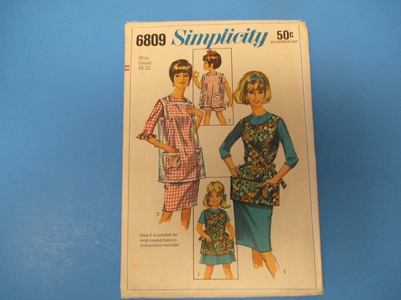 Vintage Sewing Pattern, Simplicity 6809 Misses'/Girls' Aprons, Sz 10-12 ...