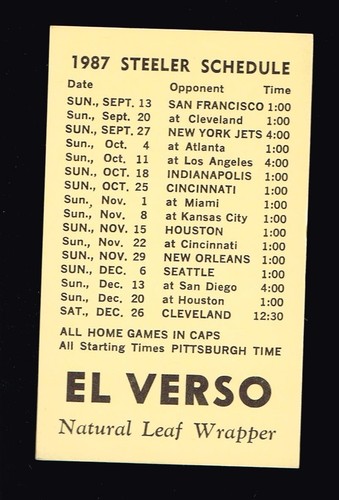 1987 PITTSBURGH STEELERS Pocket Schedule | eBay