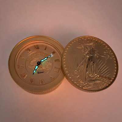 VINTAGE MCM BULOVA GLOW IN THE DARK GOLD LADY LIBERTY NOVELTY ARLAM ...