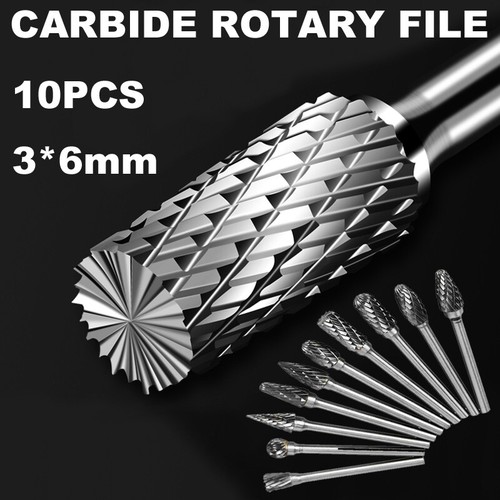 10pcs 3*6mm Tungsten Carbide Burr Rotary Drill Bits Tools Cutter Files ...