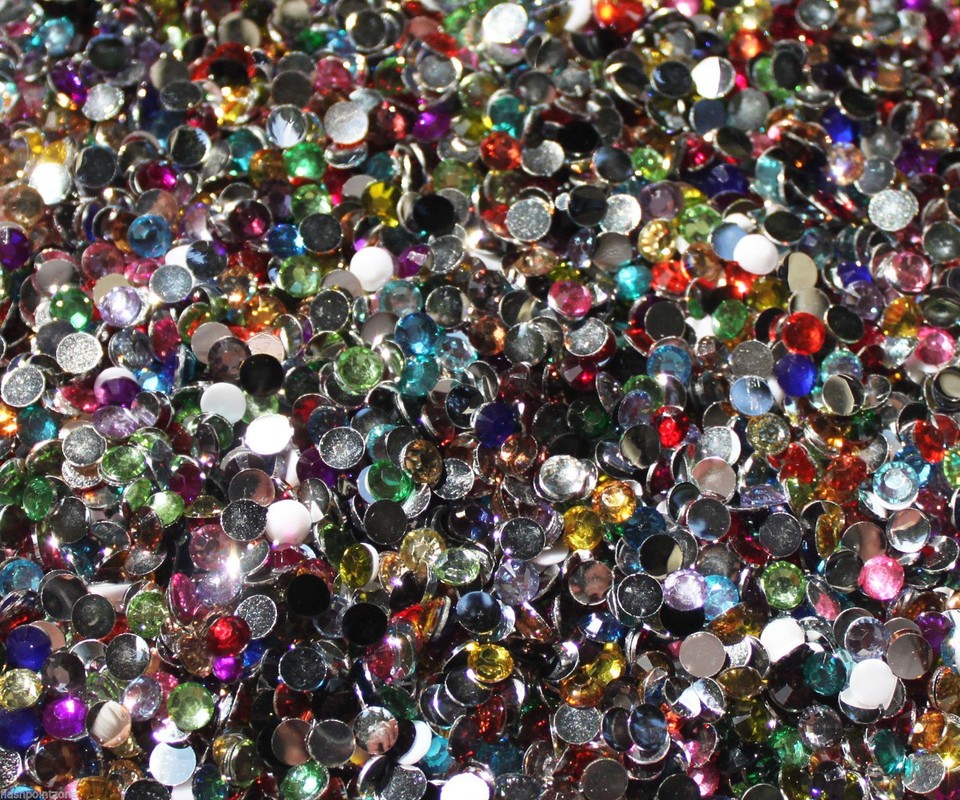 Crystal Flat Back Acrylic Rhinestones Gems 15 colors 2mm, 3mm, 4mm, 5mm ...