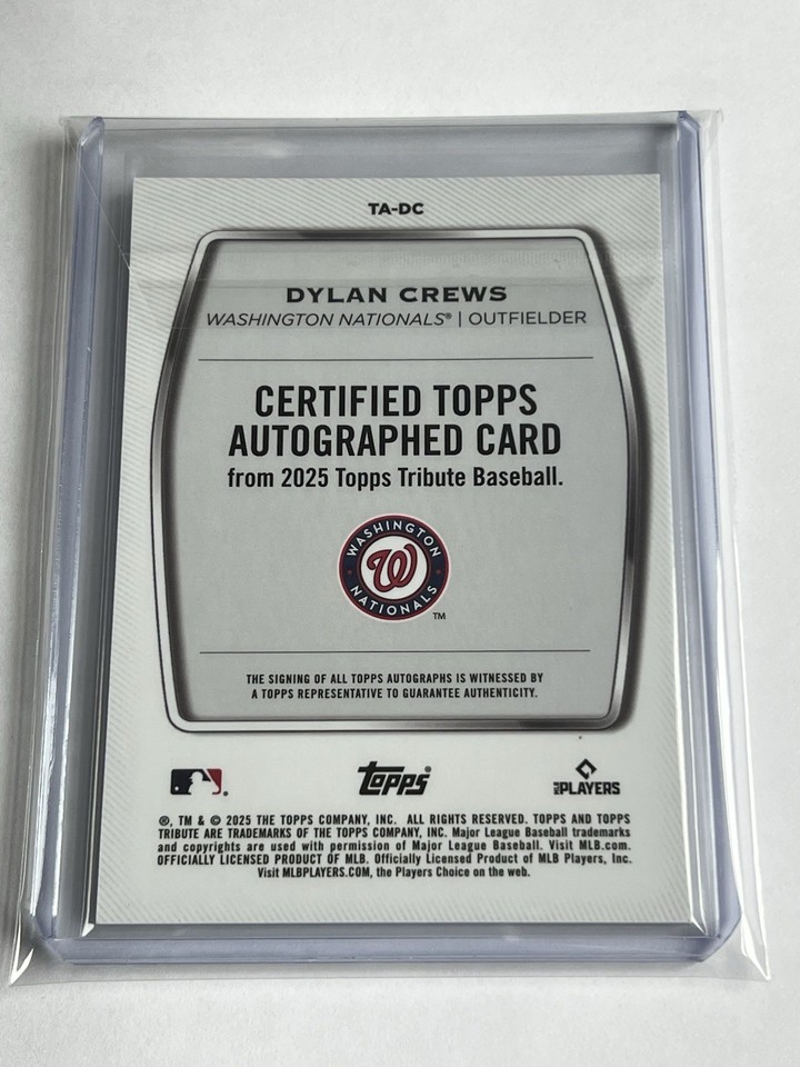 2025 Topps Tribute DYLAN CREWS RC Rookie Auto Green #ed /99 Autograph ...