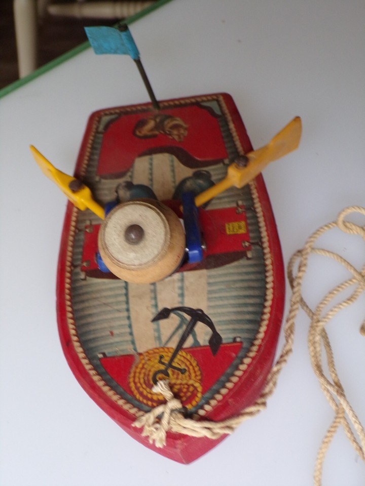 FISHER PRICE WOOD ROWBOAT STRING PULL TOY #730 | eBay