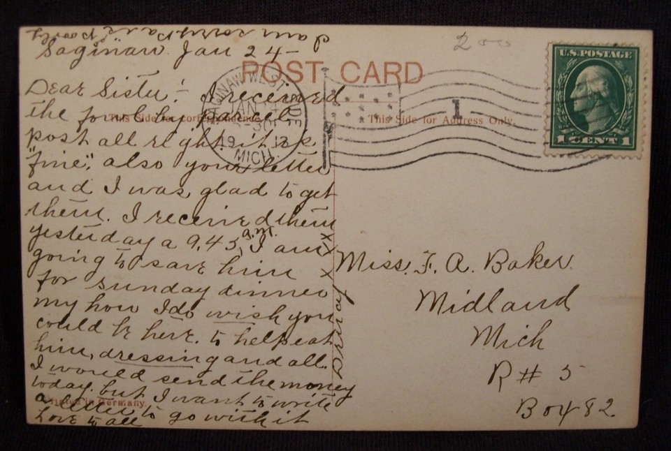 MI Saginaw West Side Postmark Noonday Halt Hardy Workers on Horseback ...