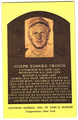 Joe Cronn Yellow Hall of Fame Plaque Postcard | eBay