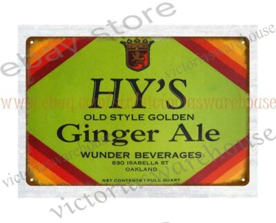 Hys Old Style Golden Ginger Ale retro soda drink metal tin sign man ...