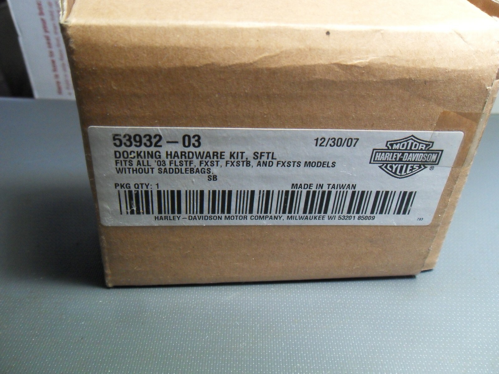 HARLEY DAVIDSON DOCKING HDWR KIT, SFTL FITS ALL 03 WITHOUT SADDLEBAGS ...