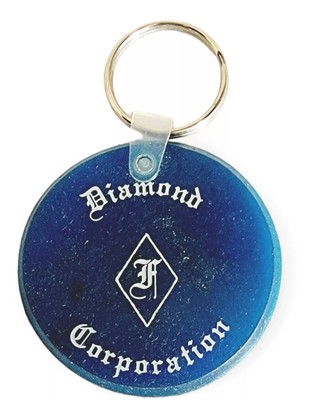Vintage Diamond Corporation Keychain Advertising Logo Blue Vinyl ...