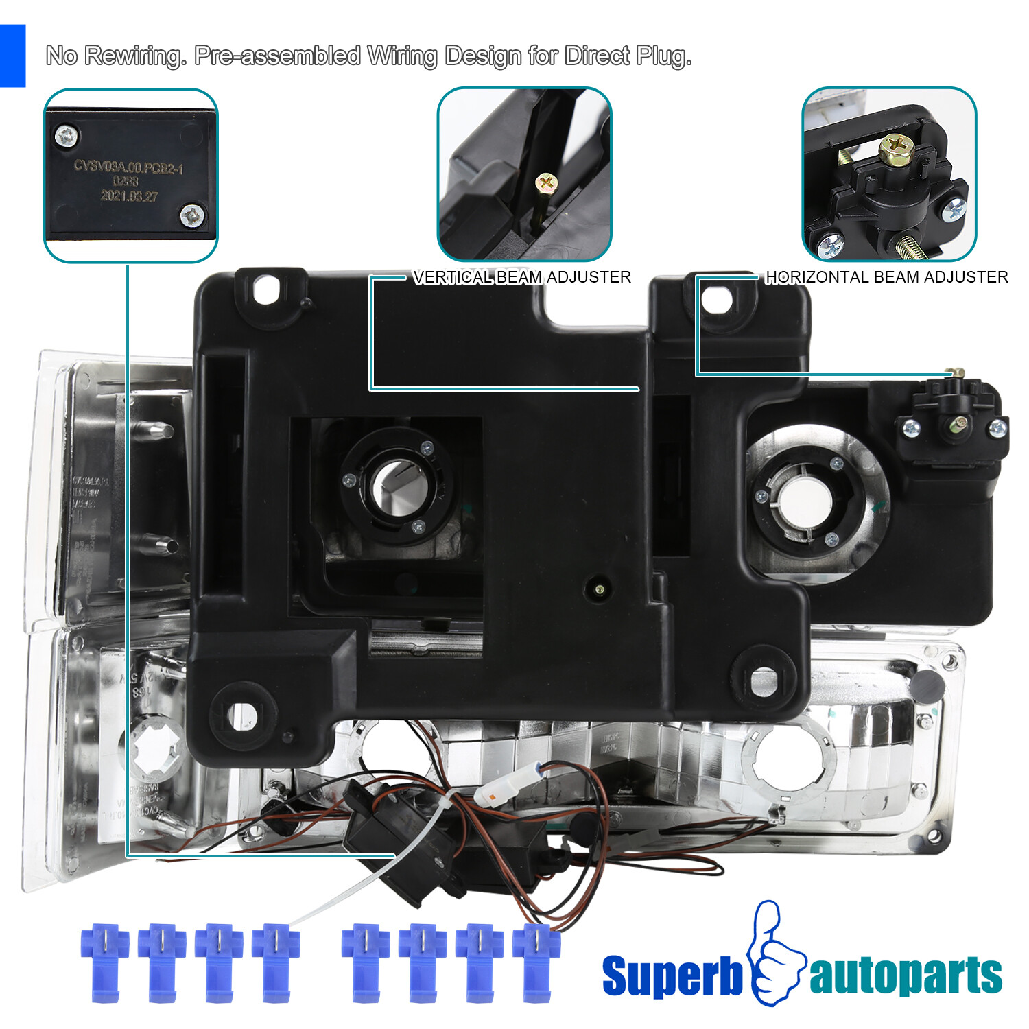 Fit 1994-1998 Silverado C10 C/K 1500 2500 Black Headlights LED Strip ...