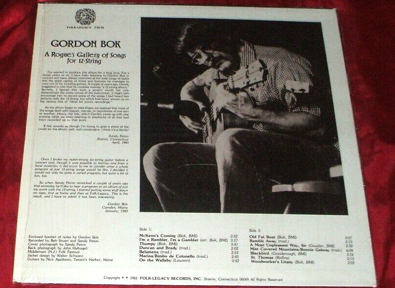 GORDON BOK Rogue's Gallery of Songs for 12-String LP FOLK LEGACY NEAR ...