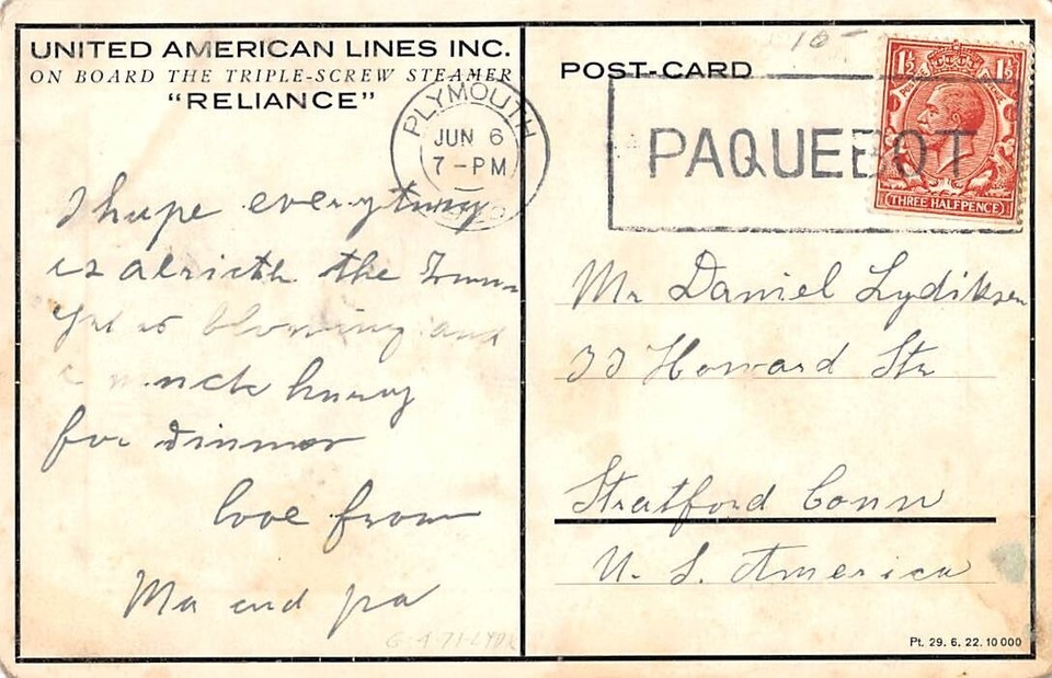 SS RELIANCE AT SEA ~ UNITED AMERICAN SHIP LINE, used with Paquebot ...