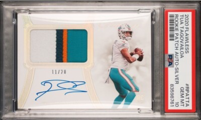 TUA TAGOVAILOA 2020 FLAWLESS AUTOGRAPH ROOKIE SILVER HOLO PATCH AUTO ...