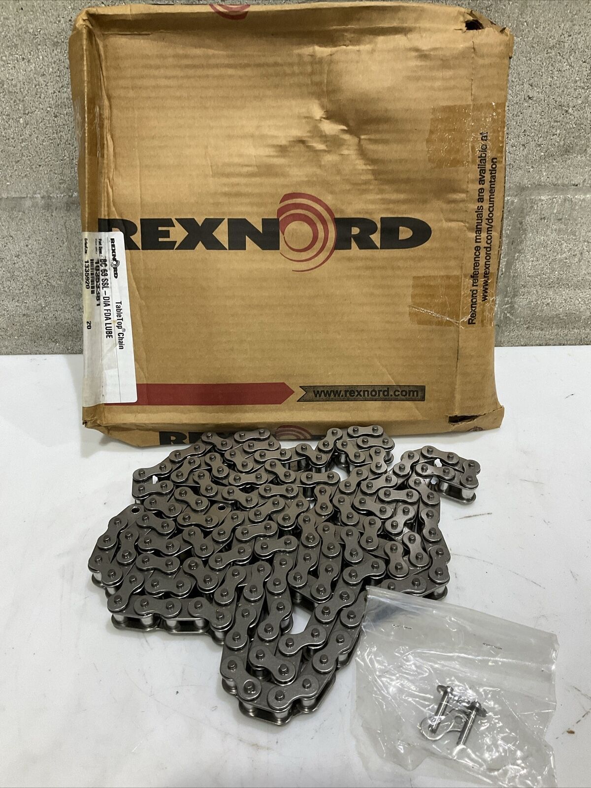 REXNORD 10353381 TABLE TOP CHAIN BC 63 SSL-DIA FDA LUBE 10 FT U4M | eBay