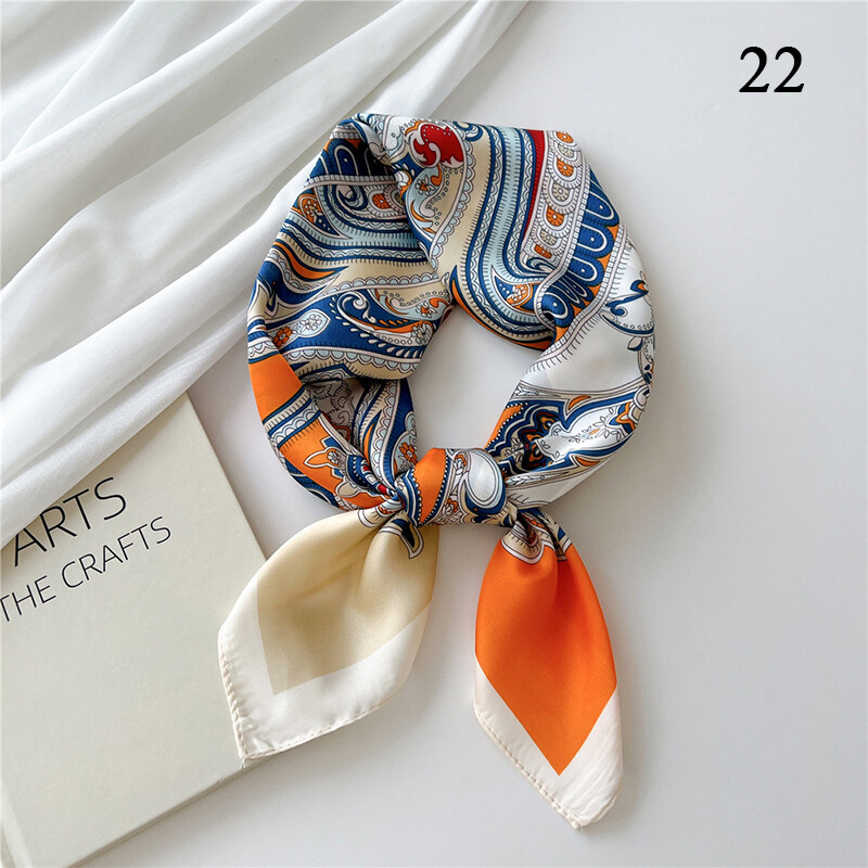 Silk Feeling Square Scarf Floral Print Small Scarves Head Neck Satin ...