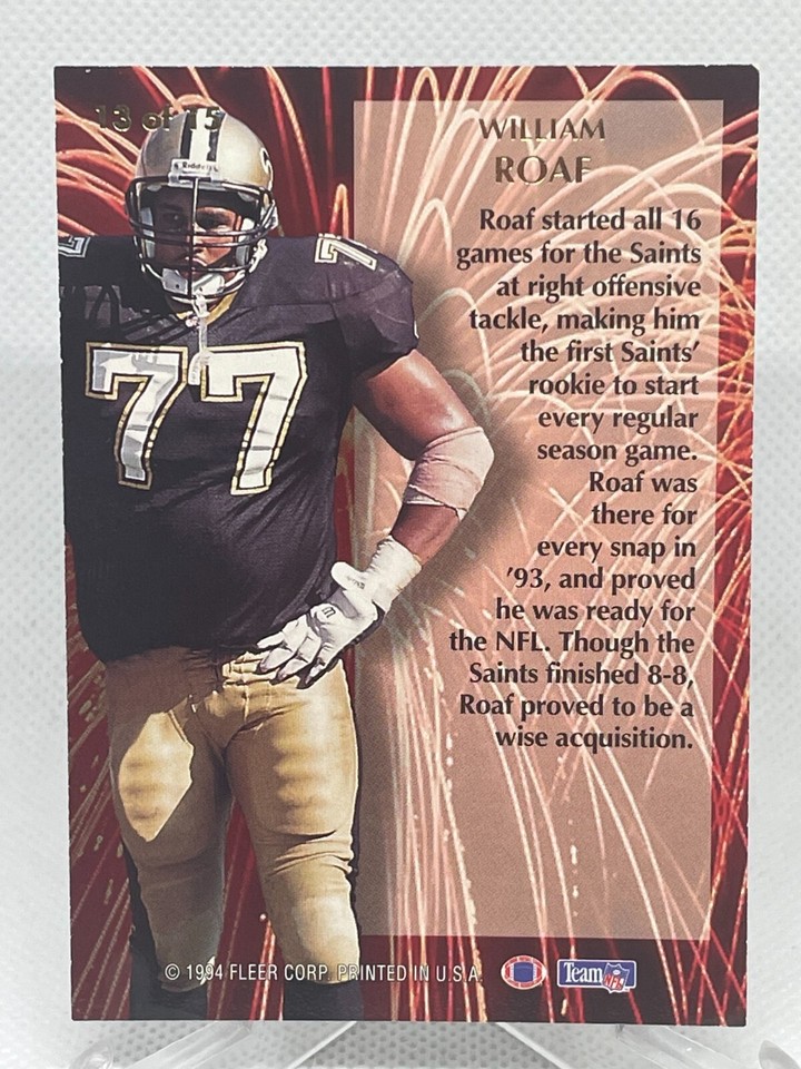 William Roaf 1994 Fleer Ultra 2nd Year Standout #13 Insert | eBay