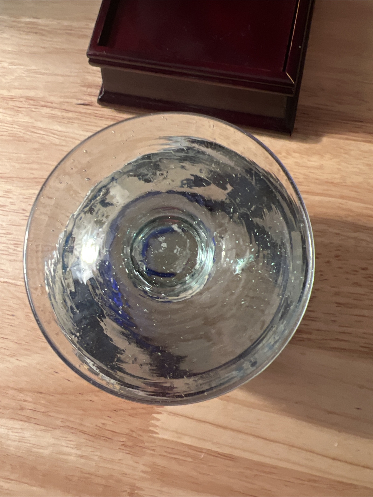 MEXICAN FROSTED HAND BLOWN HAND PAINTED COBALT EDGE BRANDY GLASS BIRD ...