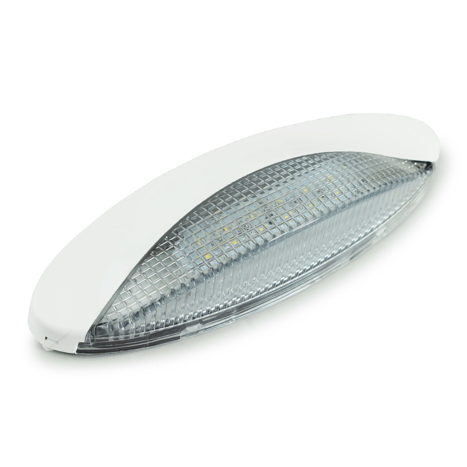 2 x RV CAMPER TRAILER 12 VOLT 18 LED Porch Light oval Clear WITH White ...