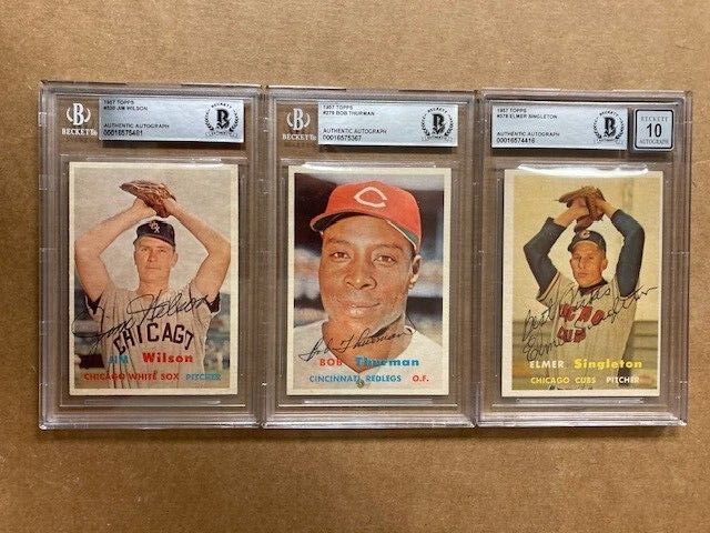 Elmer Singleton Signed 1957 Topps NM Card Auction for 1 Card BAS Auto ...