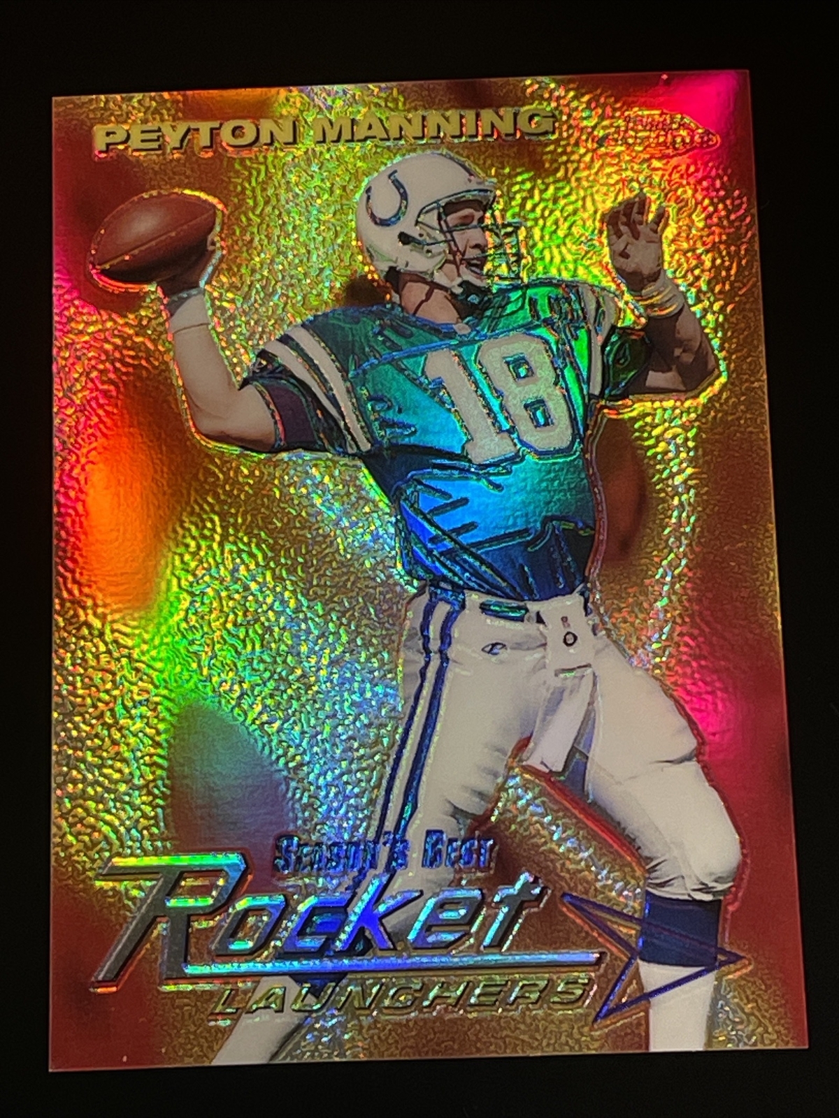 1999 PEYTON MANNING TOPPS CHROME REFRACTOR ROCKET 🚀 LAUNCHERS SEASON’S ...