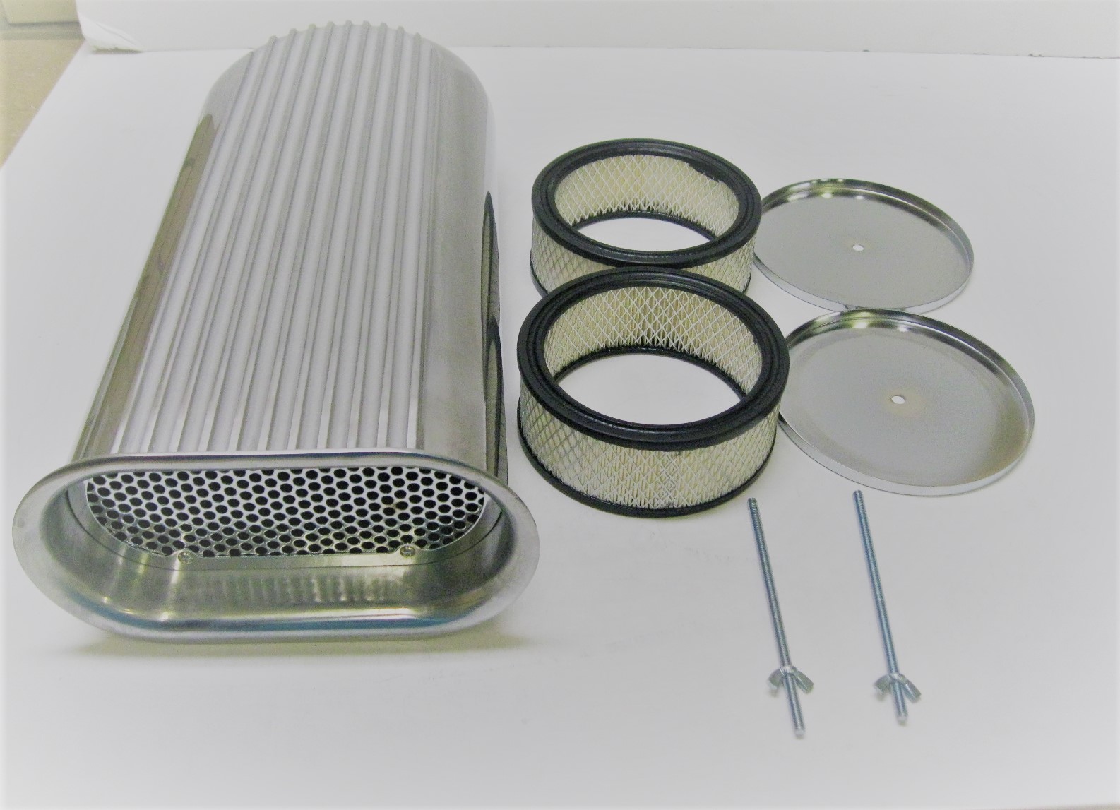 Dual 4 Barrel Carb Aluminum Hood Scoop Air Cleaner 20" Long Hot Street ...