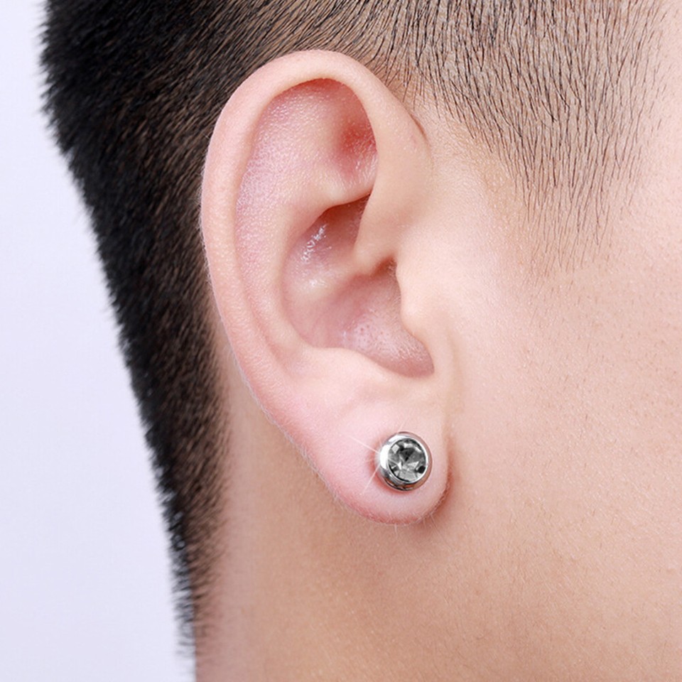 Magnetic Ear Clip Fake Earring Crystal Ear Stud Rhinestone Men Women ...