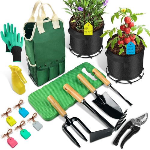 14PCS Garden Tool Set, Complete Garden Hand Tools with Extra 2 Grow ...