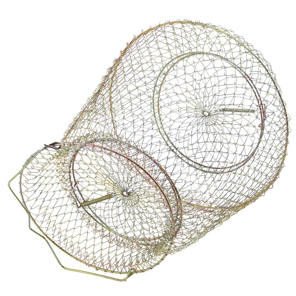 2X Foldable Portable Steel Wire Fishing Pot Trap Net Crab Crawdad Cage ...