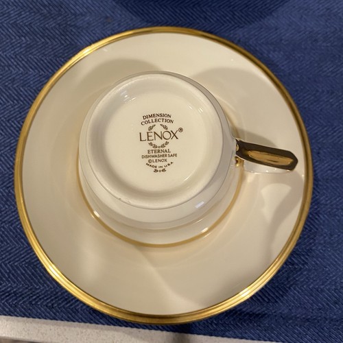 Lenox Eternal Dimension Six (6) Cup & Saucer Sets — Ivory W Gold Trim ...