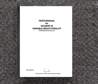 Telehandler SERVICE Parts Manual Fits VR-60 VR-70 SN 5113 | eBay