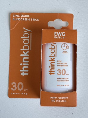 Think Baby Zinc Oxide Sunscreen Stick SPF 30 0.64oz./18.4oz. New In Box ...