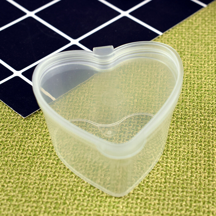 10 Pcs Mini Clear Plastic Heart Shape Storage Box Case Container Bead ...
