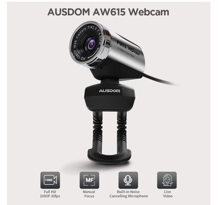 AUSDOM AW615 1080p PC WebCam 12MP with Built-in Mic 753210163347| eBay